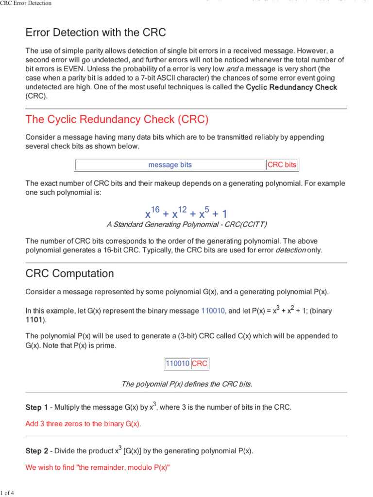 Handout - CRC Error Detection | PDF | Abstract Algebra | Mathematics