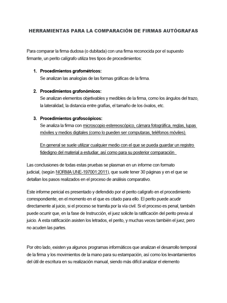 Herramientas para La Comparación de Firmas Autógrafas | PDF
