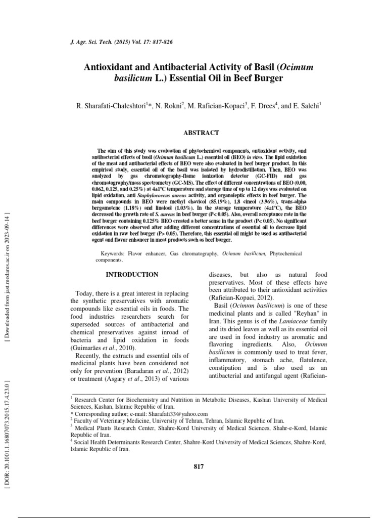 Antioxidant and Antibacterial Activity of Basil (Ocimum Basilicum L ...