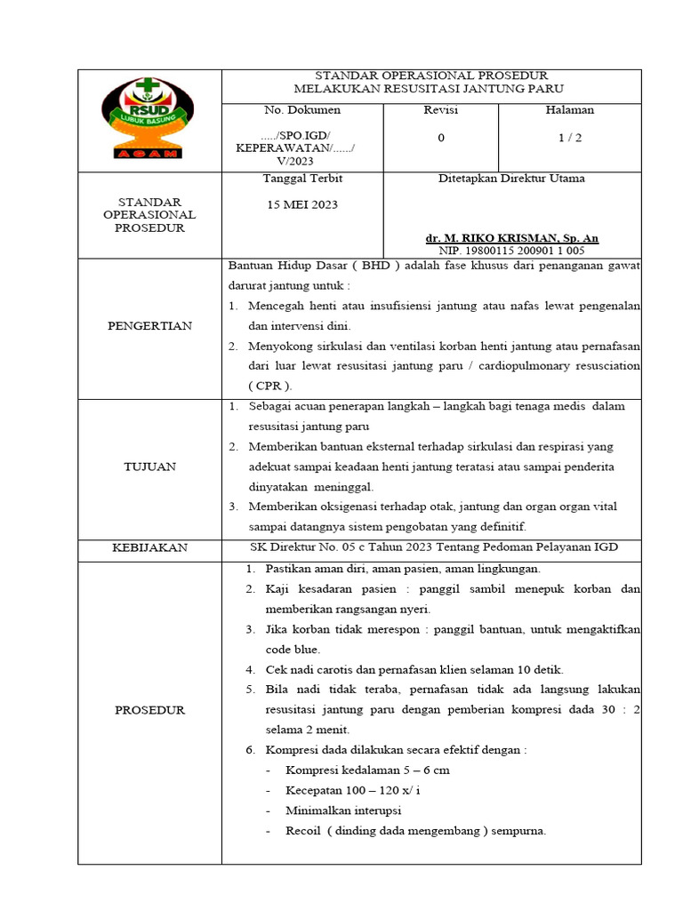 Sop Defibrilator | PDF