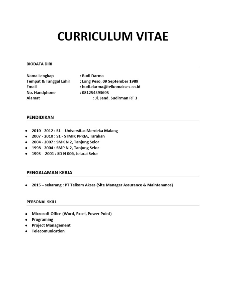 Contoh CV Mentor Kampus Merdeka - BUDI DARMA | PDF