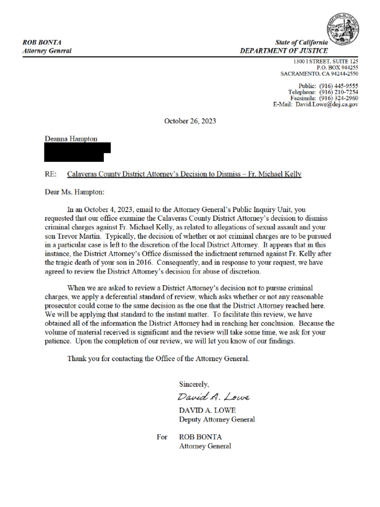 Kelly AOD Letter | PDF