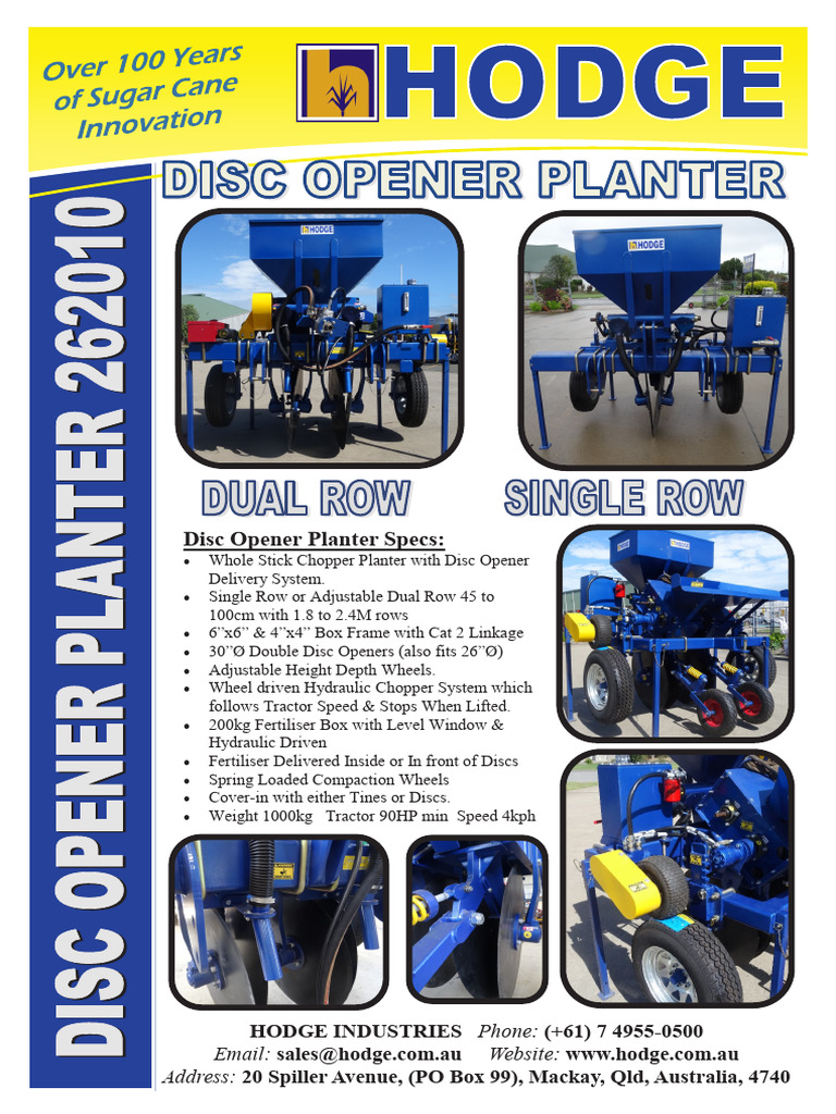 Disc Opener Planter Specifications | PDF