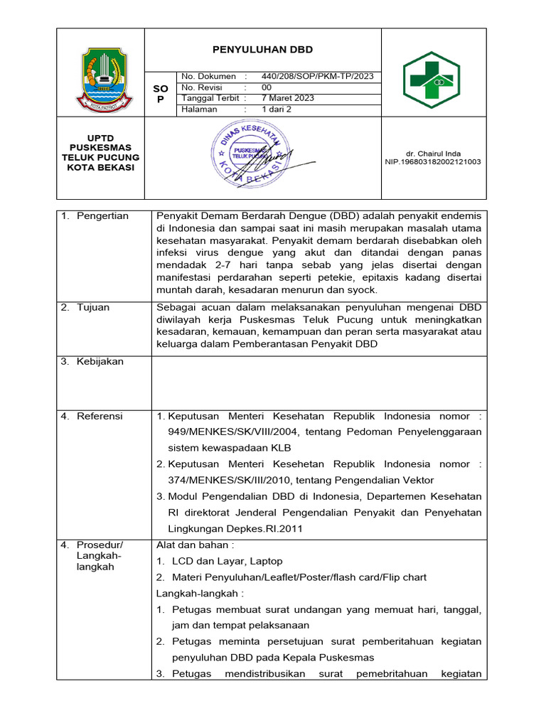 Sop Penyuluhan DBD | PDF