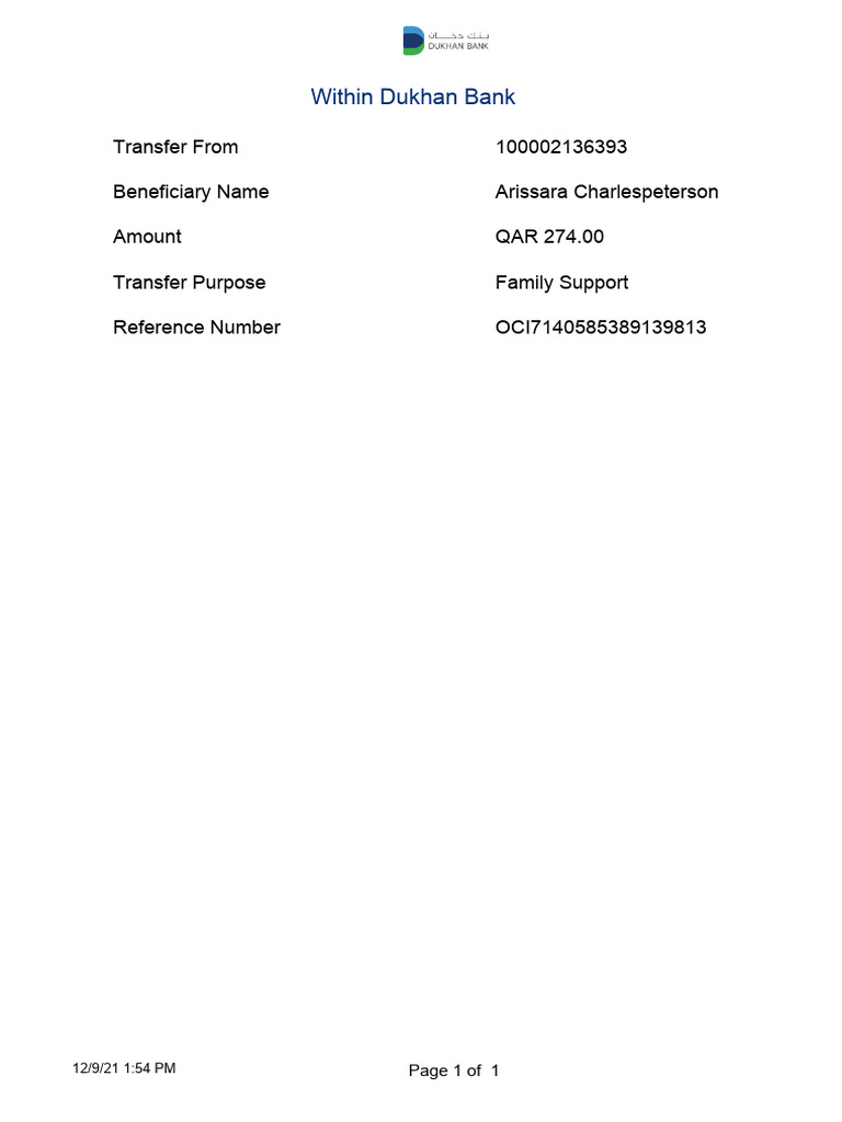 Family Support Transfer Details | PDF