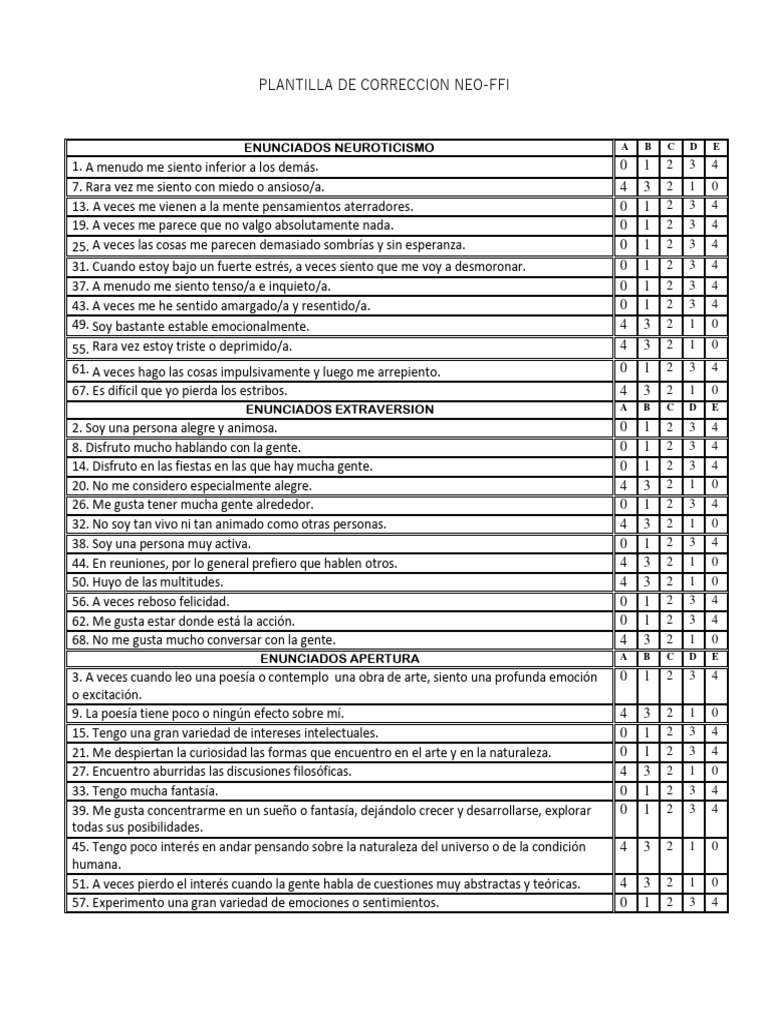 Plantilla de Correccion Neo-Ffi | PDF