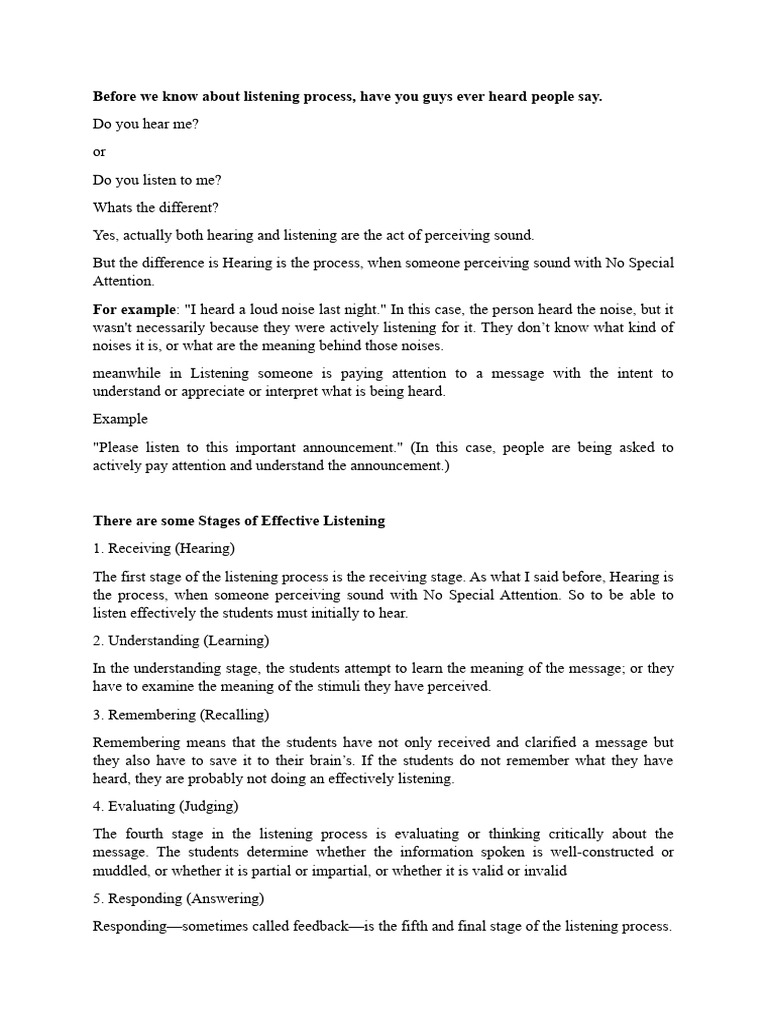 Hearing Is The Process | PDF