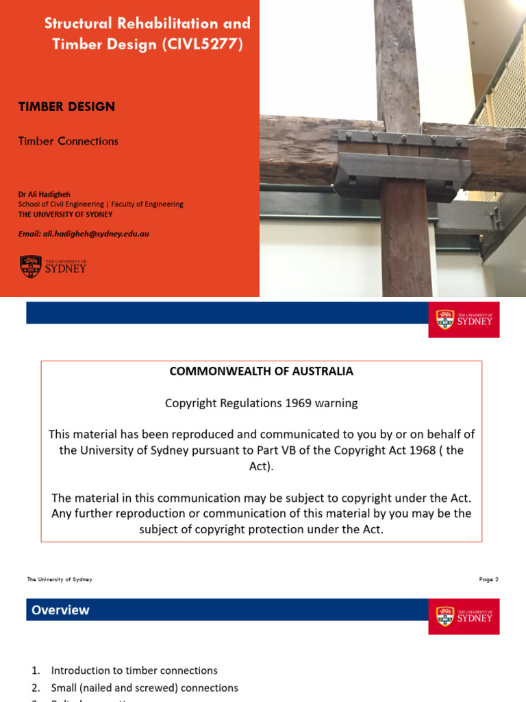 CIVL5277 Lecture 12 - Timber Connections | PDF