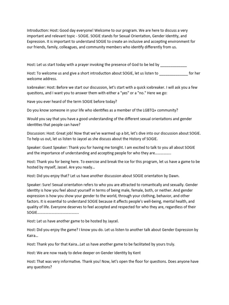 Script For SOGIE | PDF