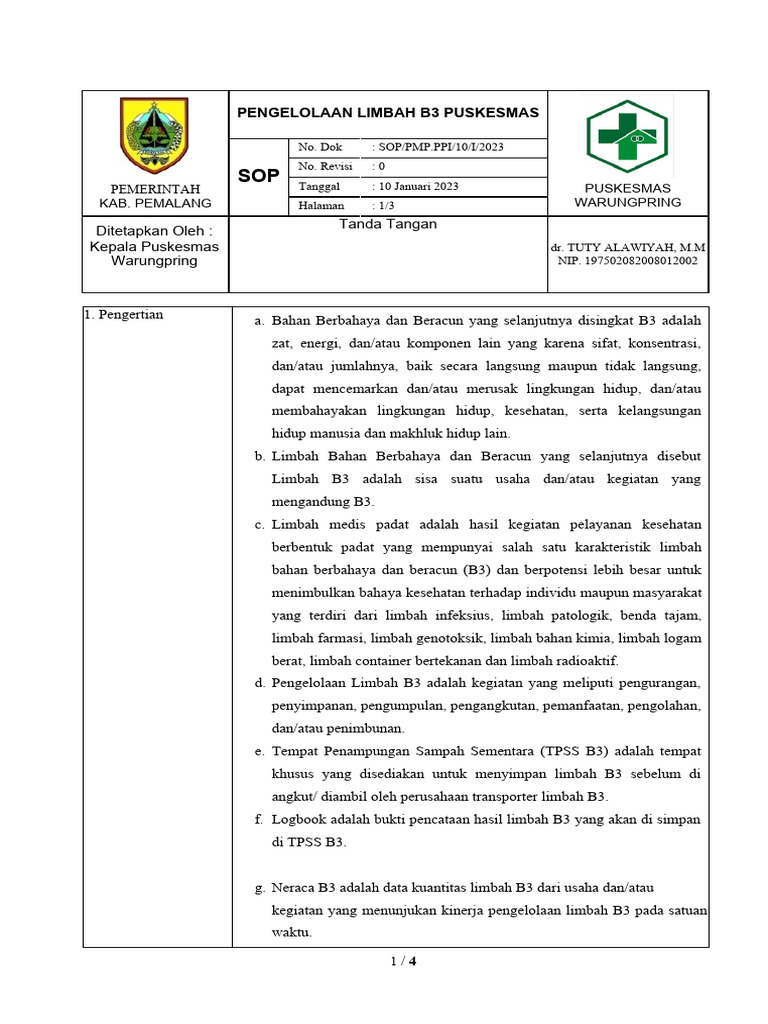 09.spo Pengelolaan Limbah B3 | PDF
