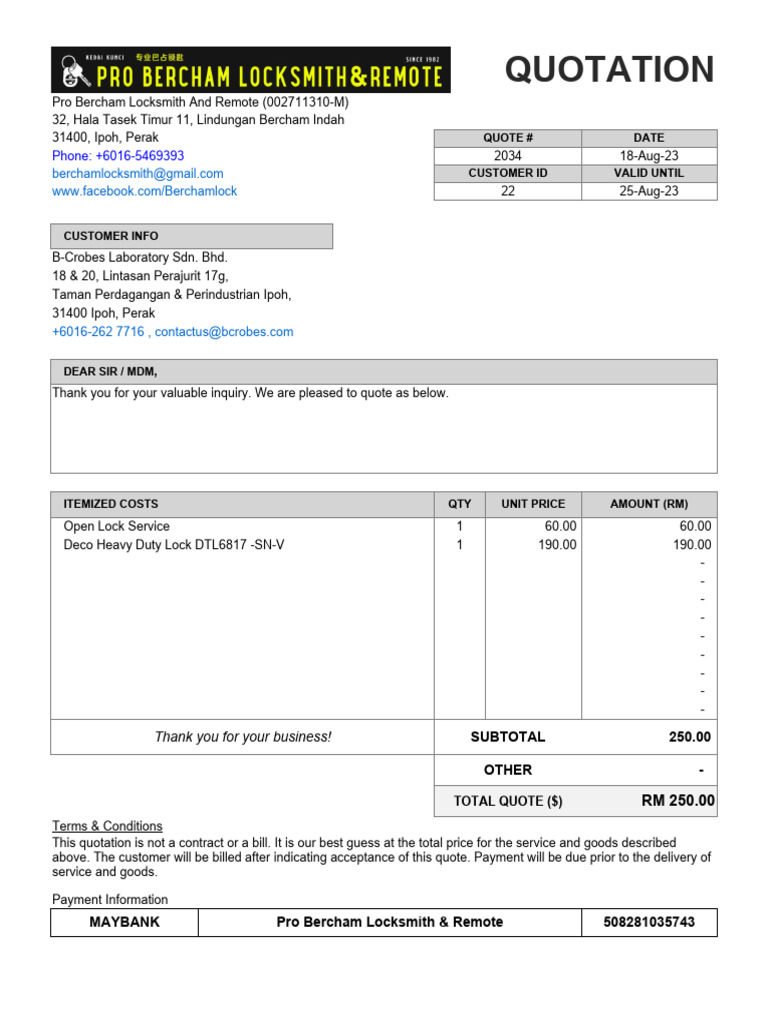 B Crobes Lab Quotation | PDF