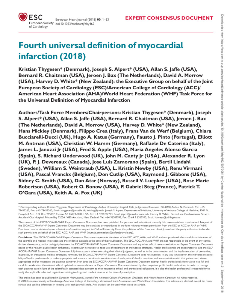 4ta Definicion Ima 2018 Four Universal | PDF | Myocardial Infarction ...