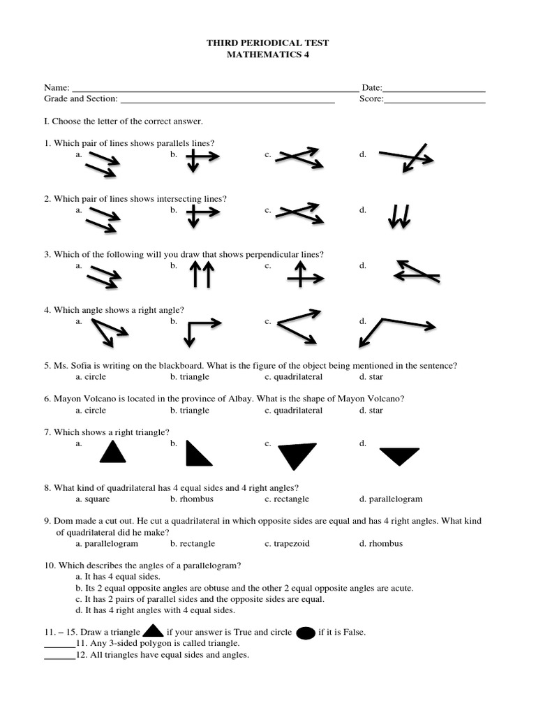 PT Mathematics-4 Q3 | PDF | Rectangle | Triangle