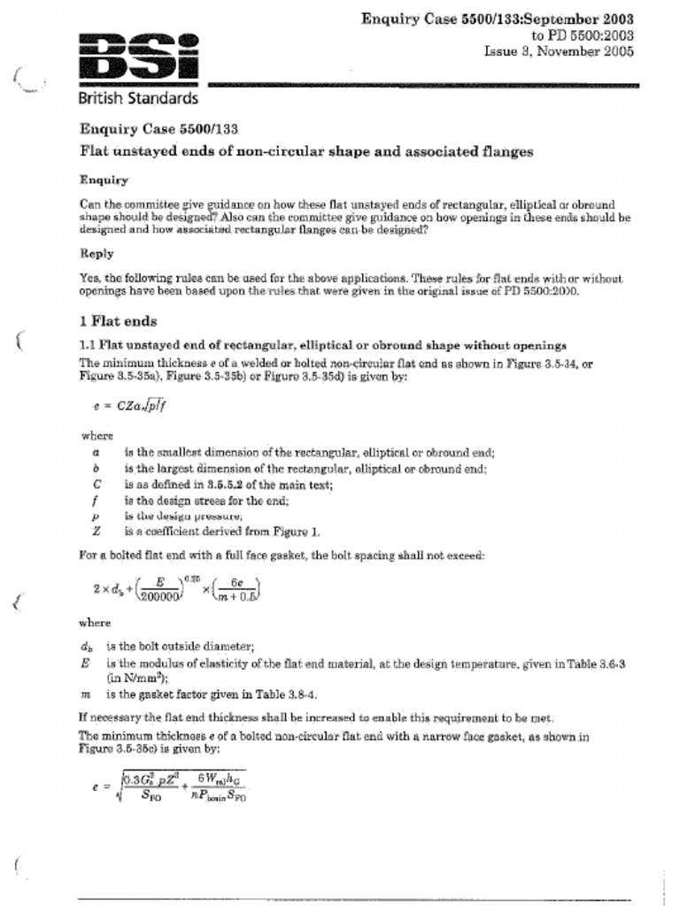 Rectangular Flanges PD5500 | PDF