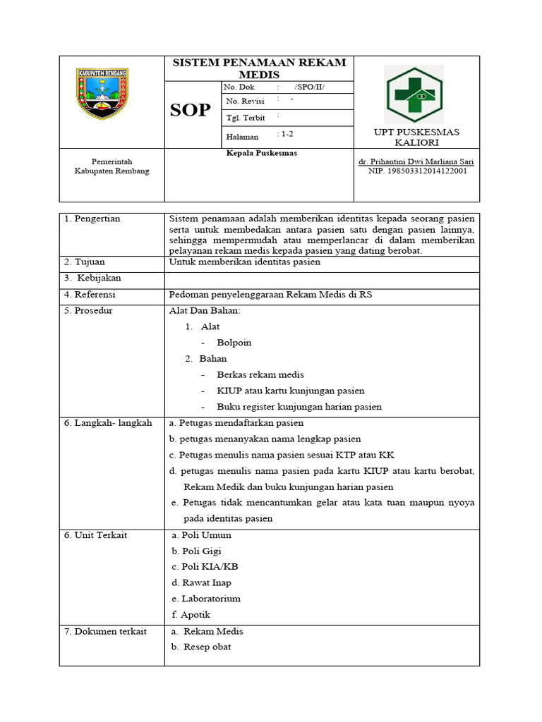 Sop Sistem Penamaan RM | PDF