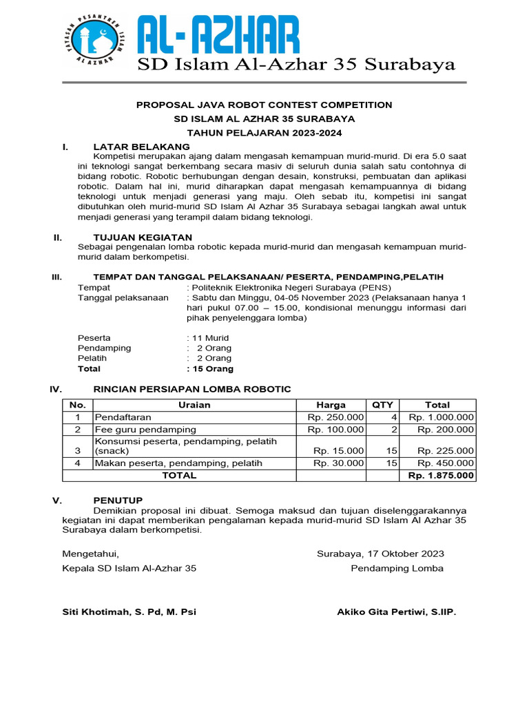 Proposal Java Robot Contest 2023 | PDF
