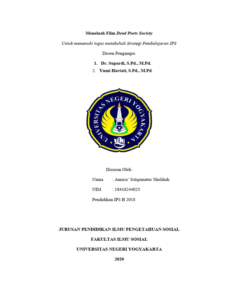 Menelaah Film Dead Poets Society | PDF
