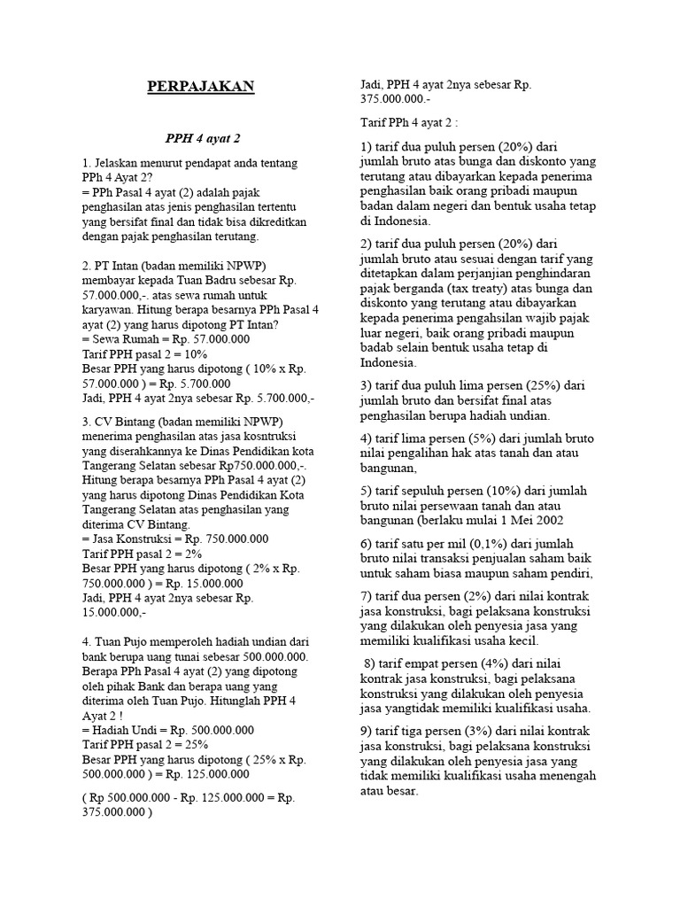 Catatan Perpajakan Tentang PPH | PDF