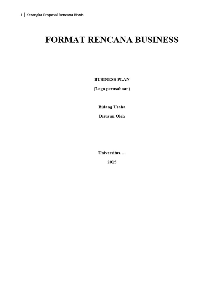 Kerangka Proposal Rencana Bisnis | PDF