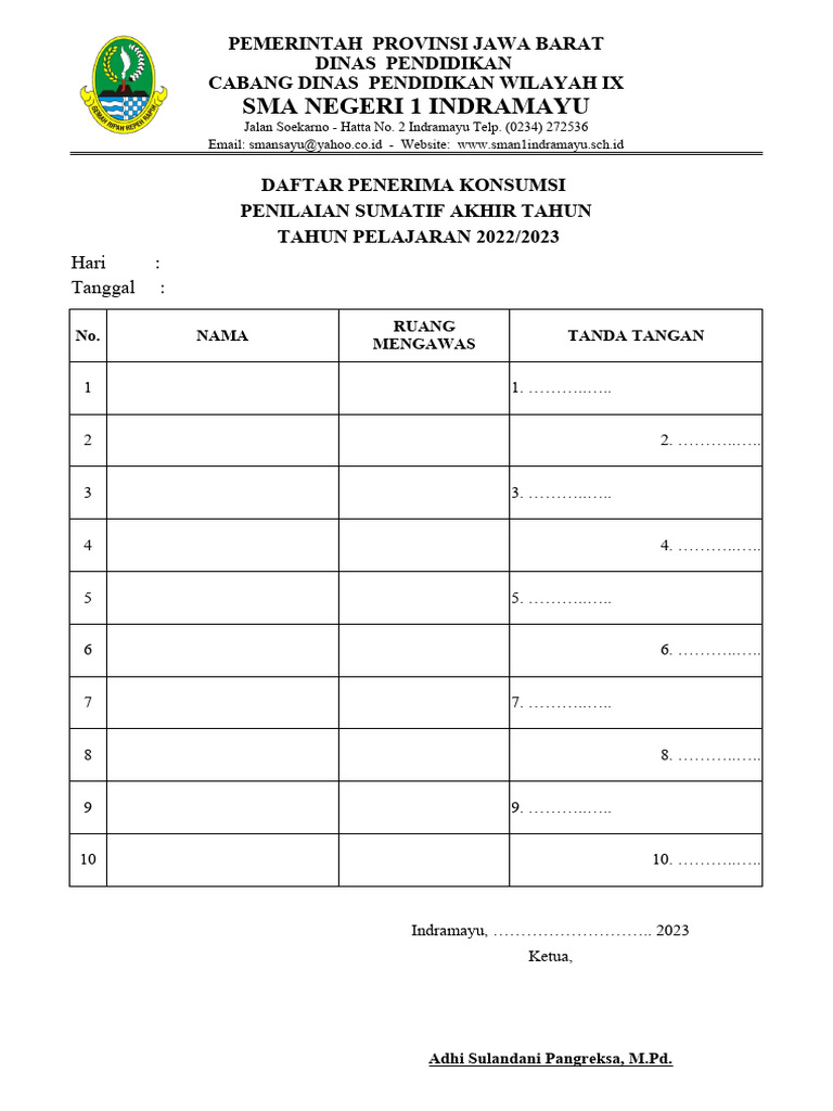 DAFTAR HADIR Konsumsi Susulan Panitia | PDF