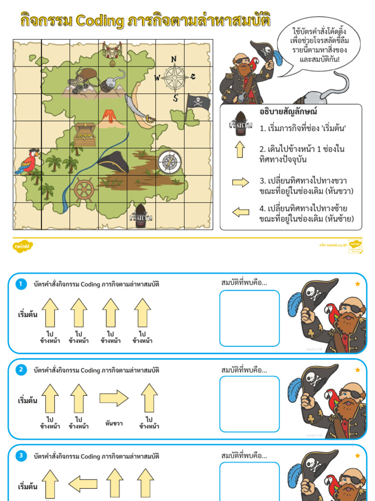 TH Ot 1659339665 Unplugged Coding Treasure Map Coding Activity - Ver - 3 | PDF