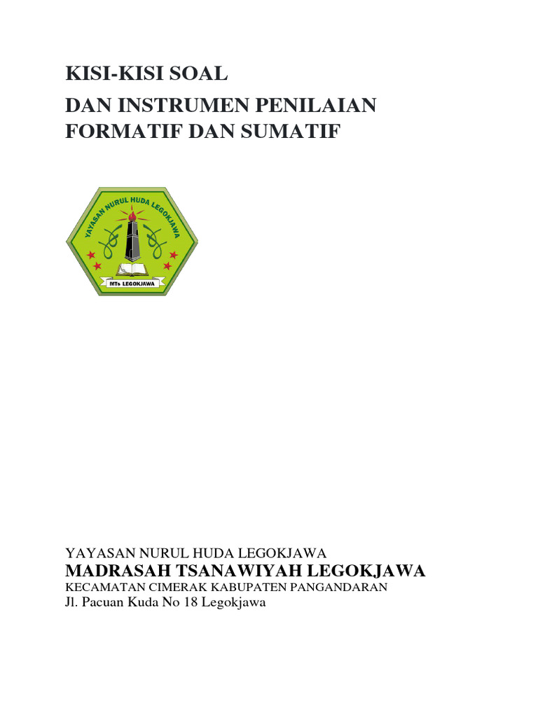 Kisi-Kisi Soal Dan Instrumen Penilaian (Formatif Dan Sumatif) (SD 4, 5 ...