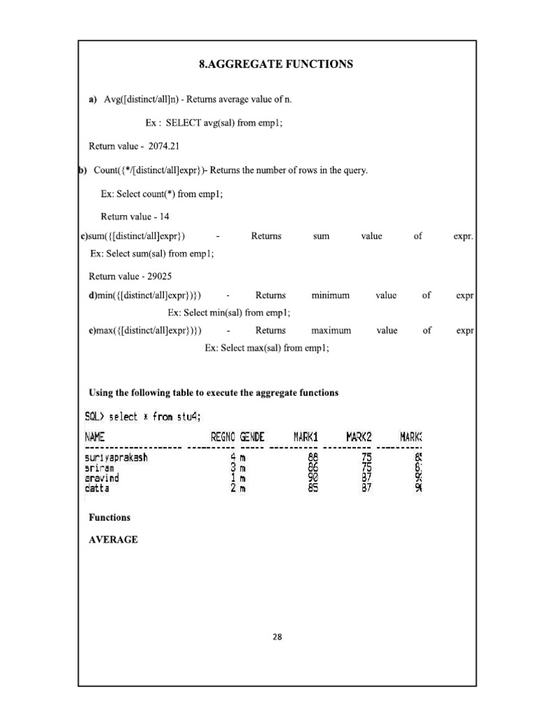 Aggregate Function | PDF