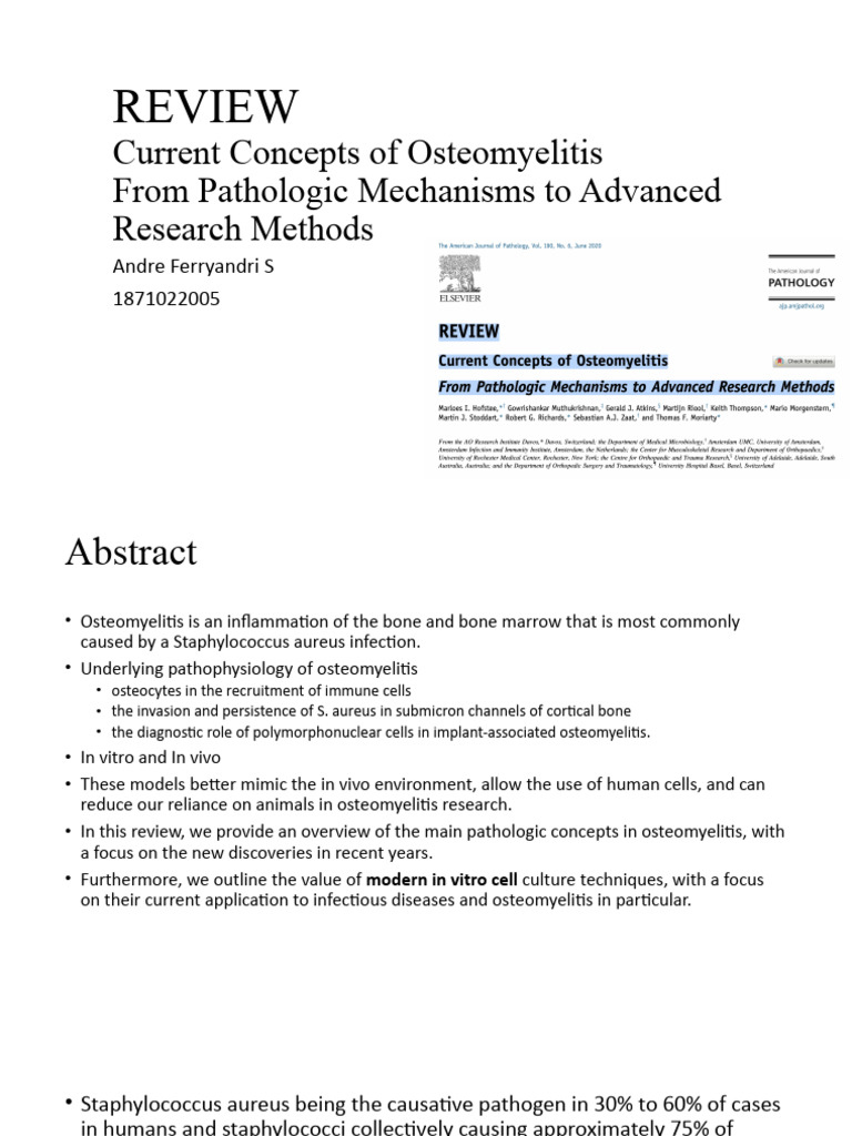 Journal Osteomyelitis | PDF | Staphylococcus | Staphylococcus Aureus