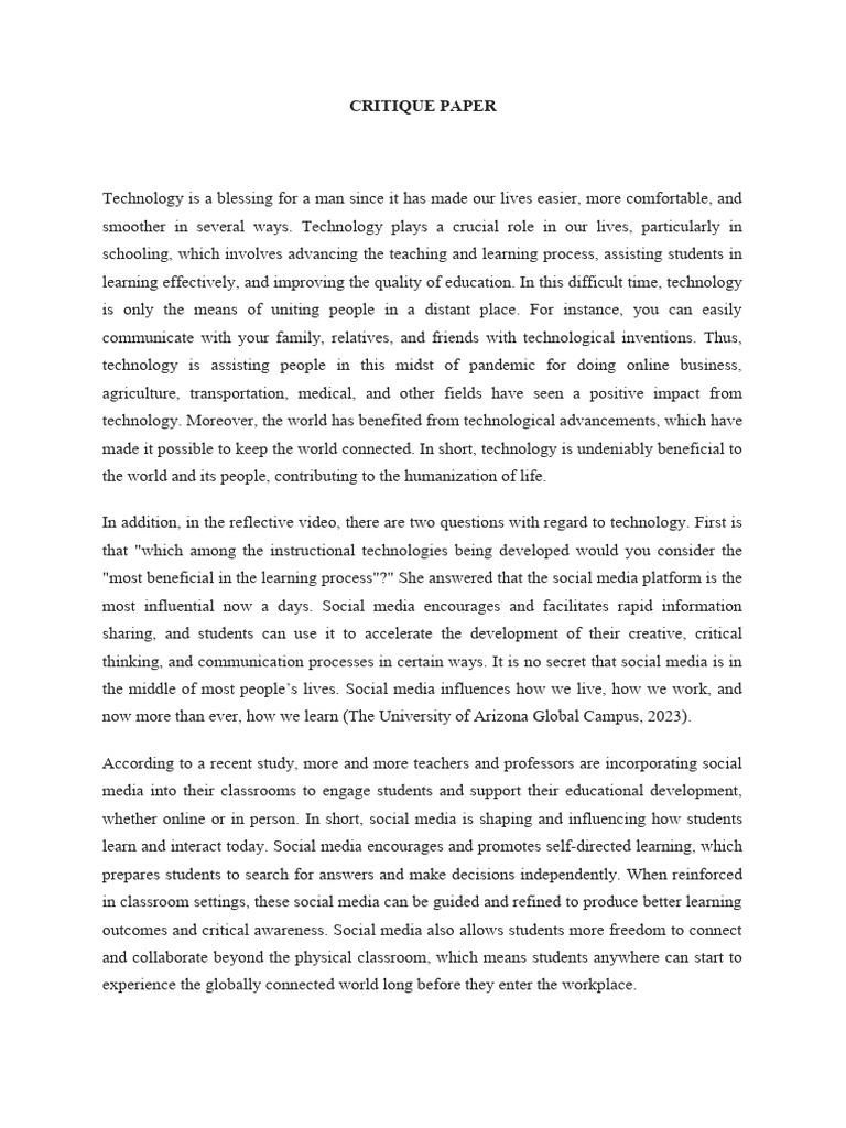 Final Critique Paperdiez | PDF