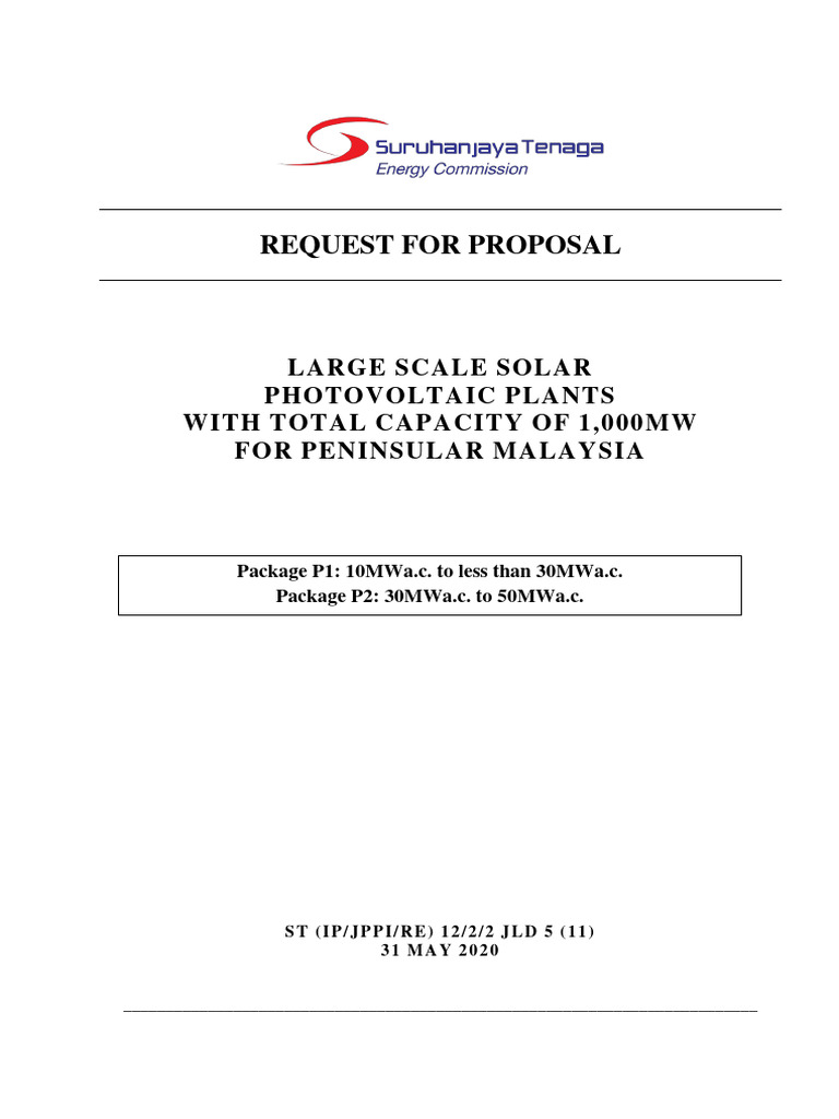 Request For Proposal - Large Scale Solar 2020 | Download Free PDF ...