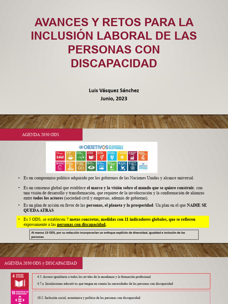 Presentación07-Avances y retos para la inclusión laboral de las PCD (1) | PDF | Invalidez ...