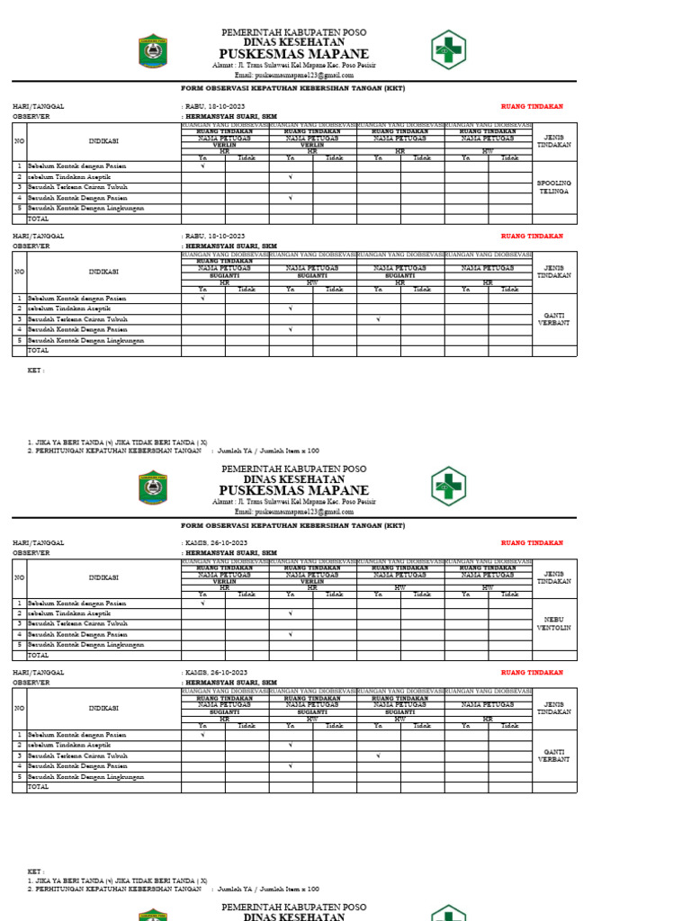 Form KKT Apd Okt (Tindakan) | PDF