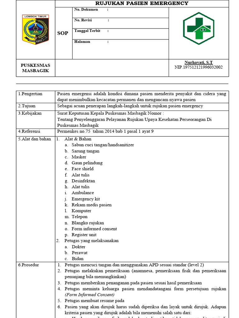 Sop Rujukan PX Emergency Fix | PDF
