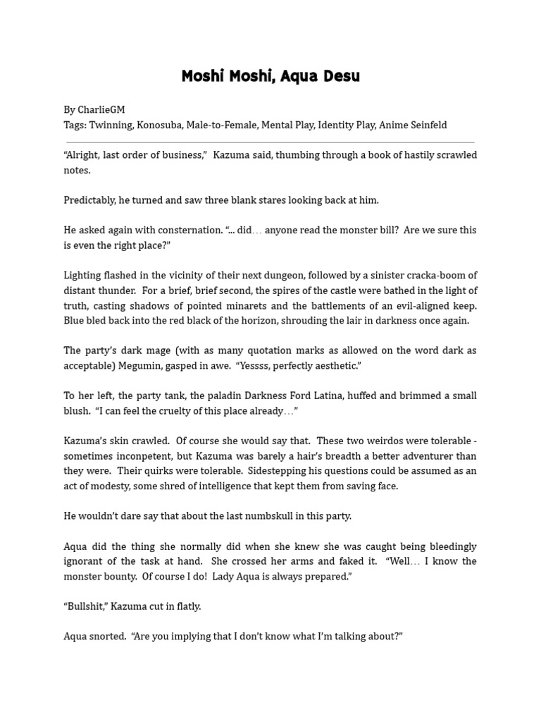 Moshi Moshi, Aqua Desu Project | PDF