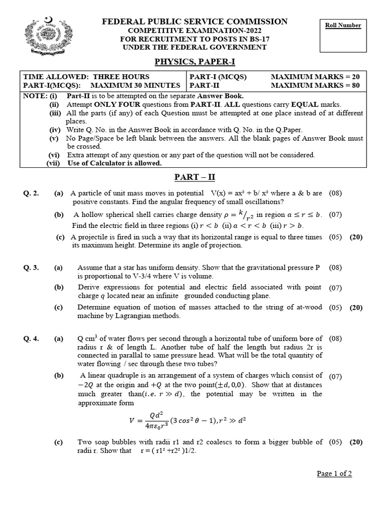 Physics Exam Paper Guidelines 2022 | PDF