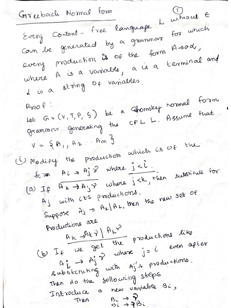 Greibach Normal Form | PDF