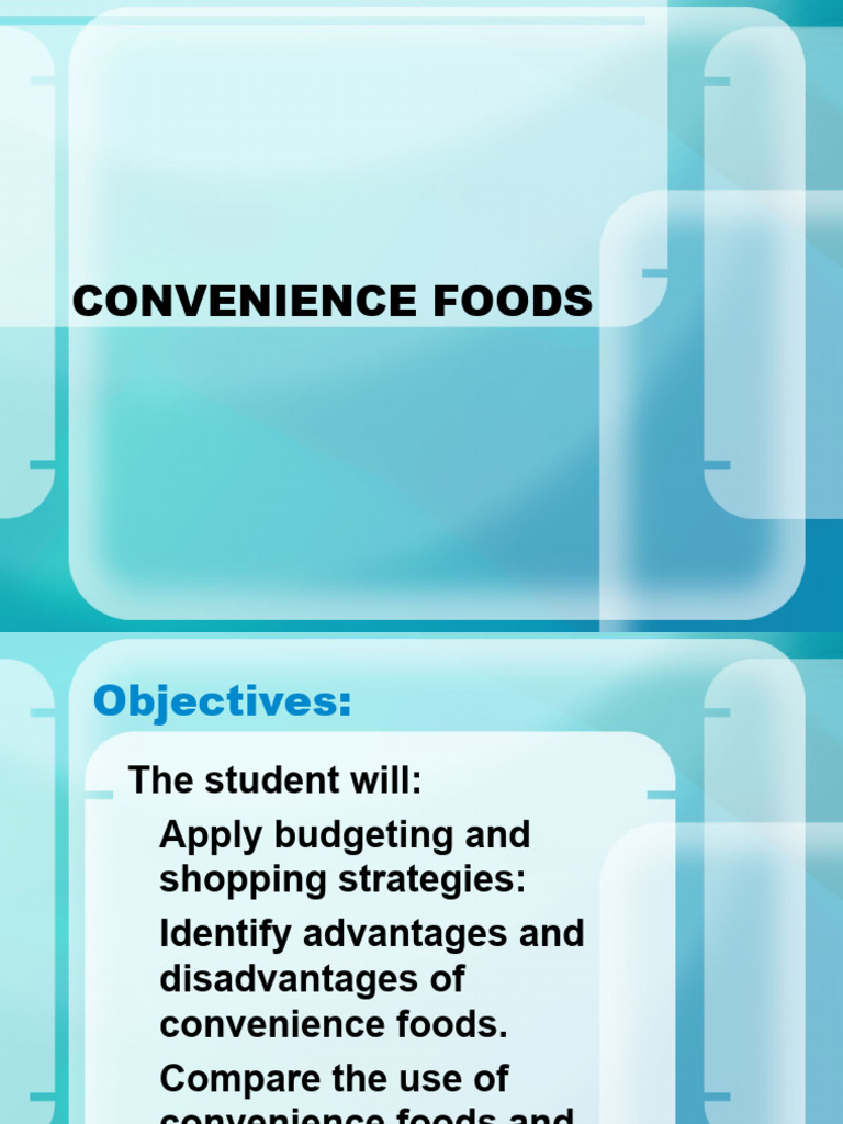 Convenience Foods 1 1 | PDF | Convenience Food | Meal