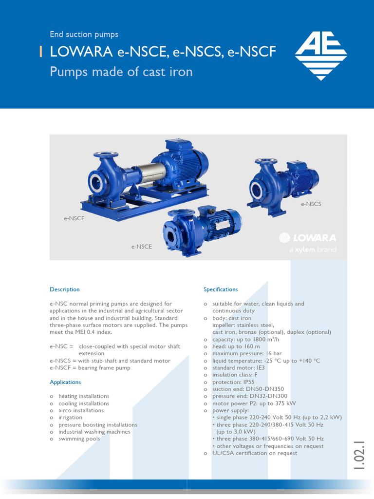 VDE 1.02 LOWARA e NSCE e NSCS e NSCF EN | PDF