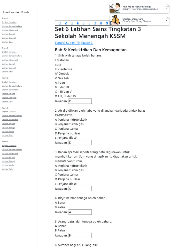 Latihan Sains Tingkatan 3 Sekolah Menengah Kssm Pdf