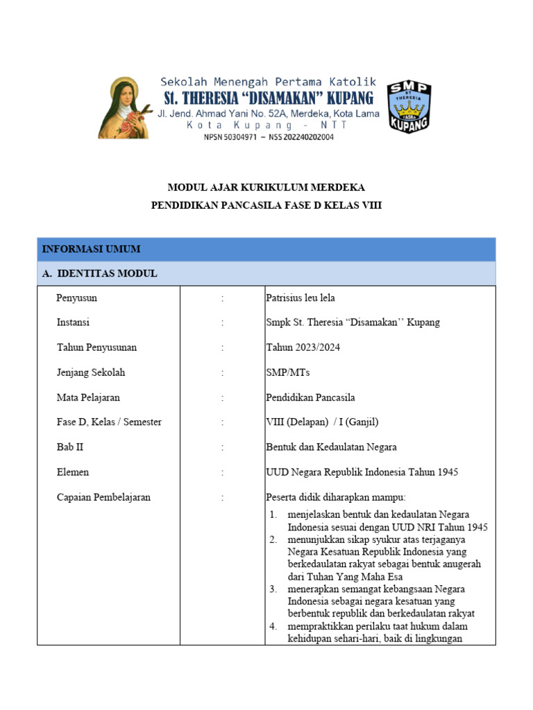 Modul Ajar Dan Bahan Ajar Kurikulum Merdeka Kelas 1 Bab 1 Rahma - EmriDev