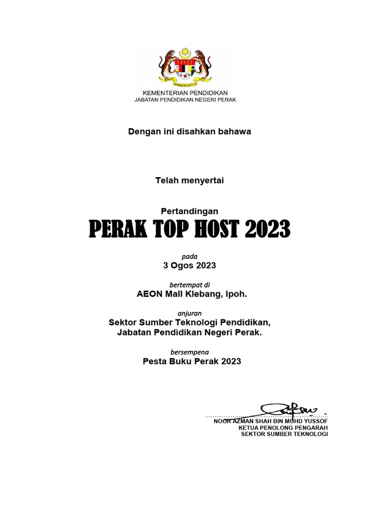 Sijil Top Host | PDF