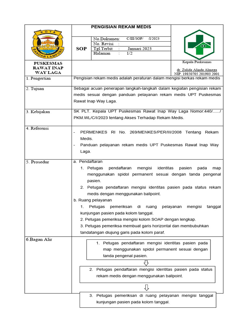 SOP Pengisian Rekam Medis | PDF