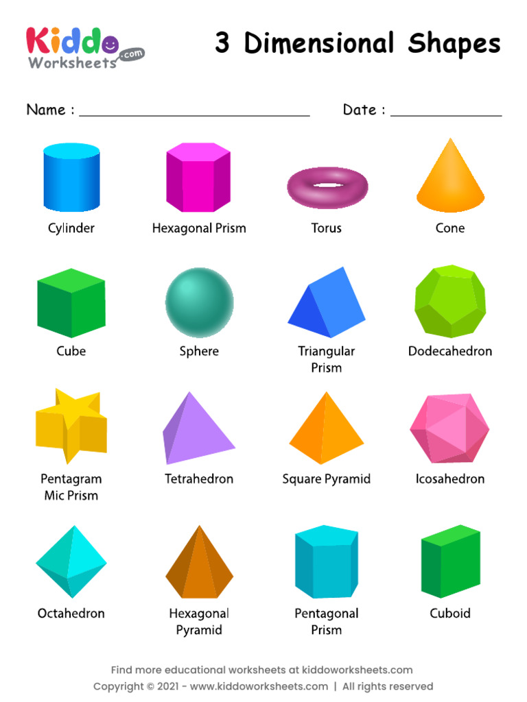 3 Dimensional Shapes: Date: Name | PDF