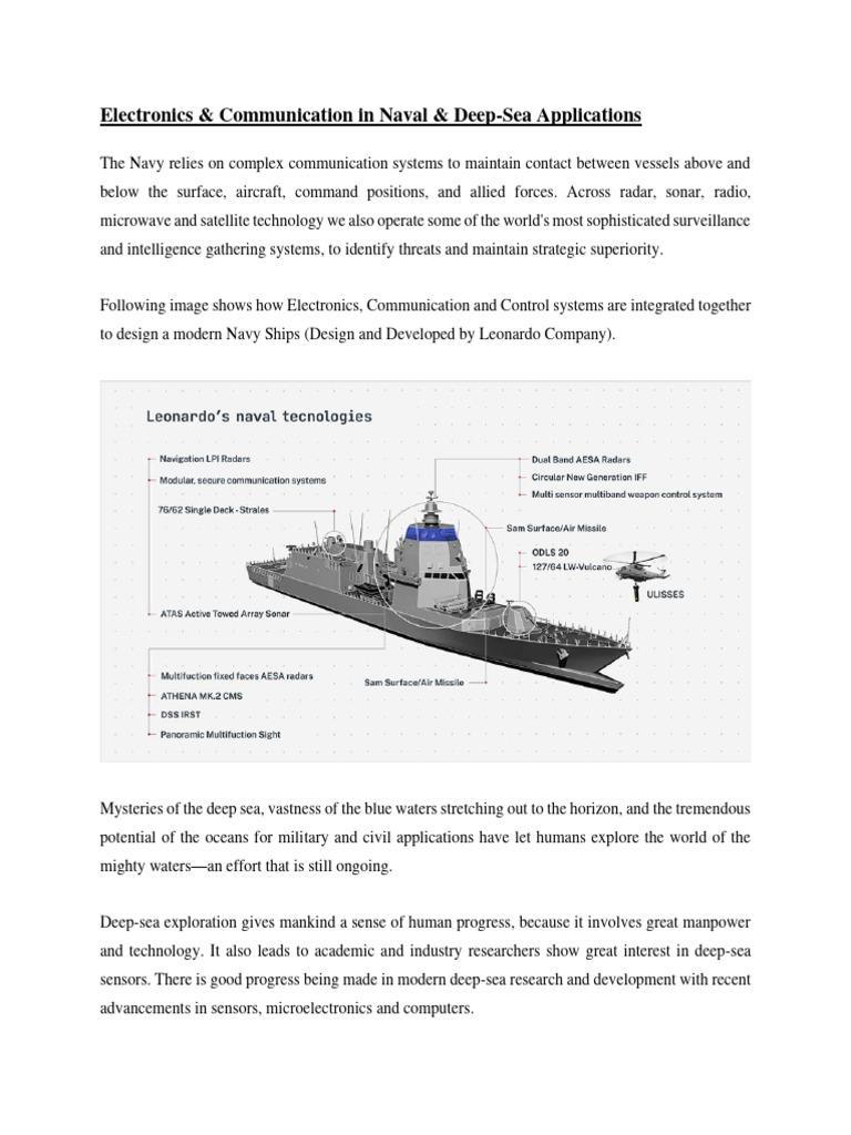 Electronics & Communication in Naval & Deep Sea Technology | PDF