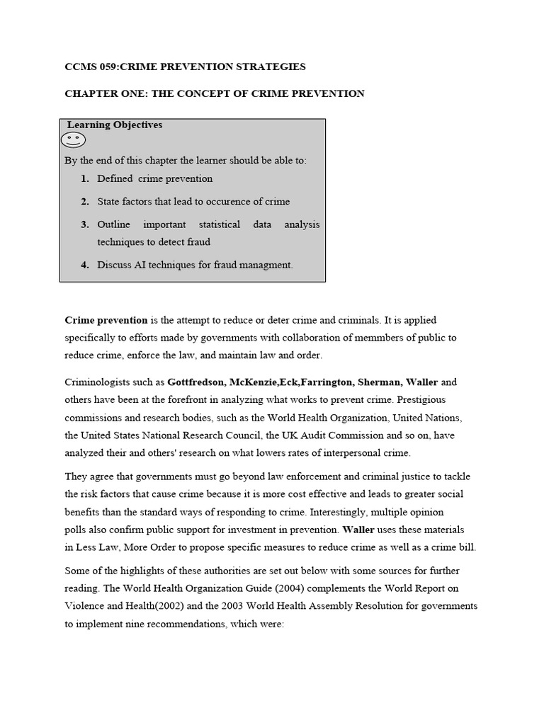 CRIME PREVENTION Chapter 1 and 2 | PDF | Crime Prevention | Crimes