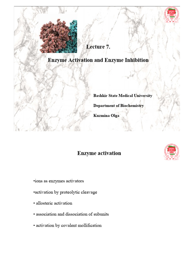 Lecture 7_Enzyme activation and enzyme inhibition_Isoenzymes (1) | PDF