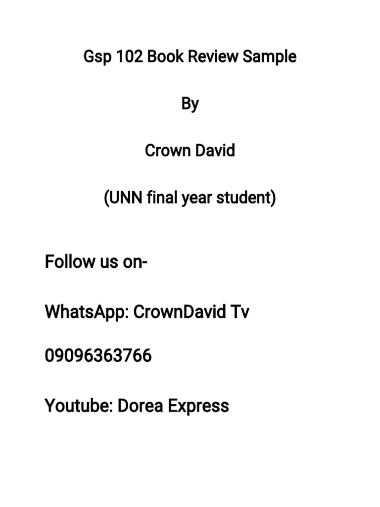 Book Review Sample GSP 102 | PDF