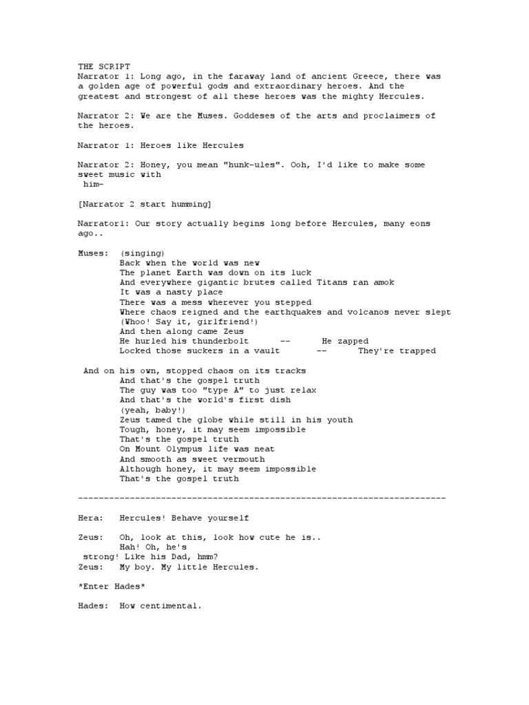 The Script | PDF | Zeus | Mythological Greek Characters
