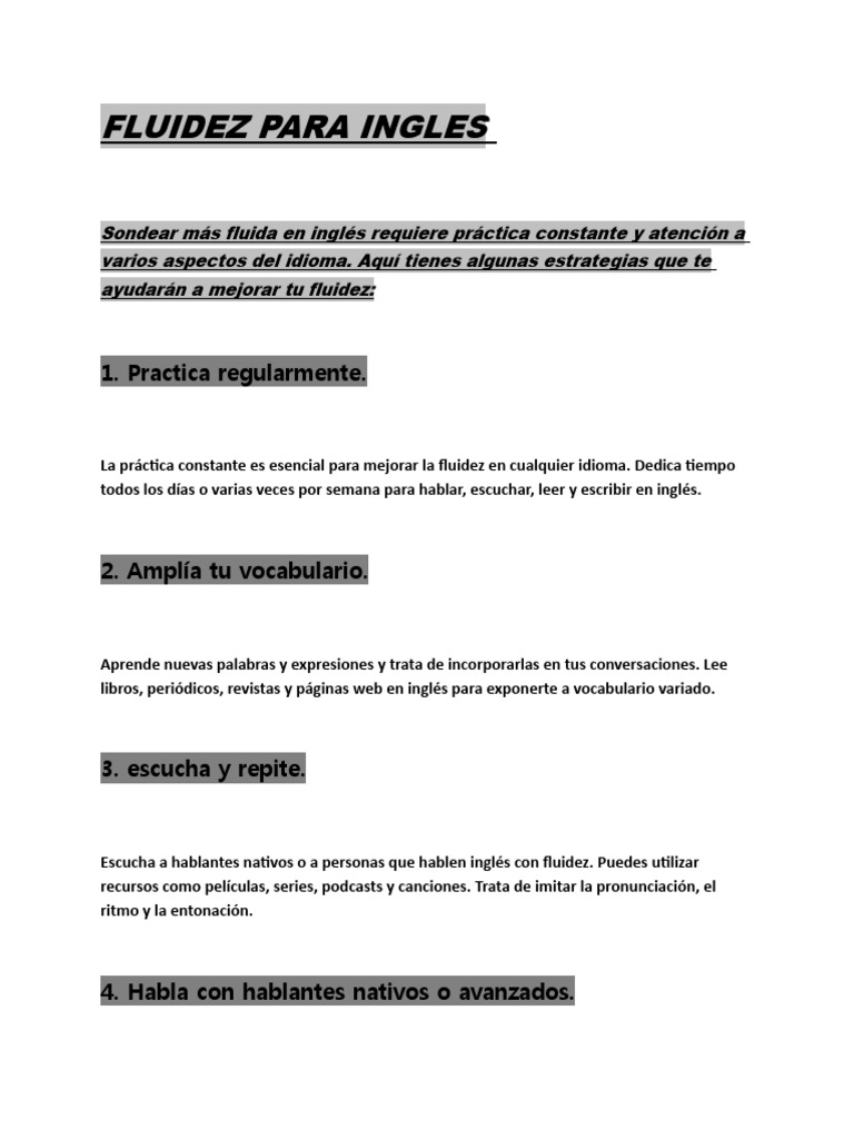 Fluidez para Ingles | PDF