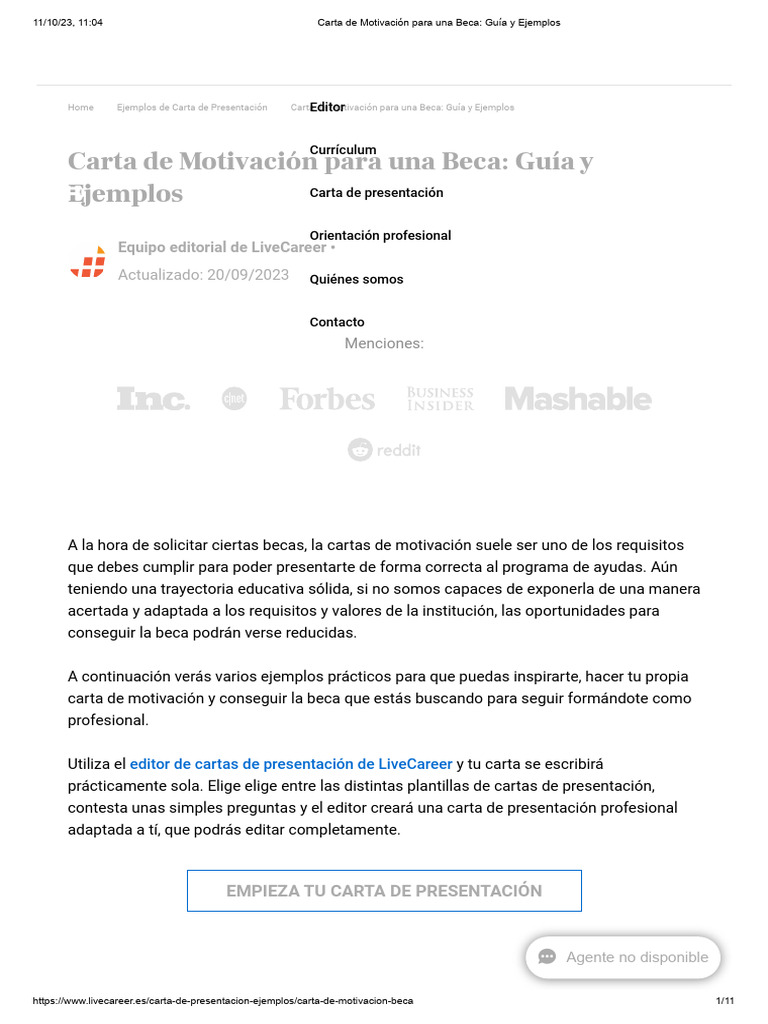 Carta de Motivación para Una Beca - Guía y Ejemplos | PDF | Cookie HTTP | Plan de estudios